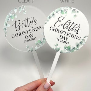 Christening / Baptism Acrylic Cake Topper Eucalyptus Themed - Etsy