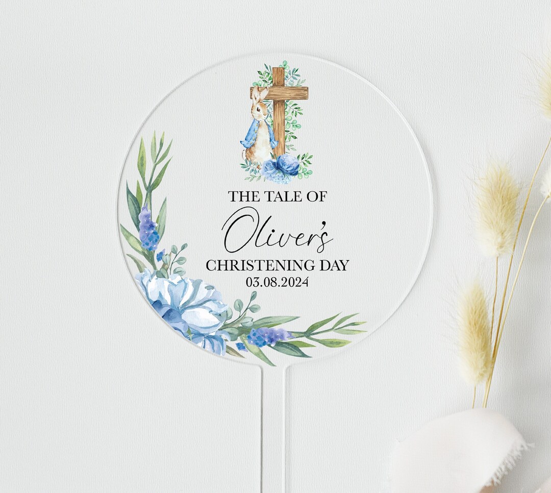 Peter Rabbit Christening Cake Topper | Personalised Acrylic Peter ...