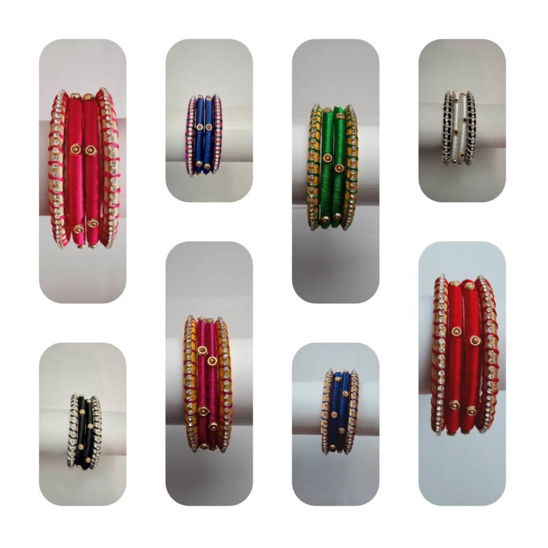 Silk Thread Bangles Sold as Set of 4 - Etsy