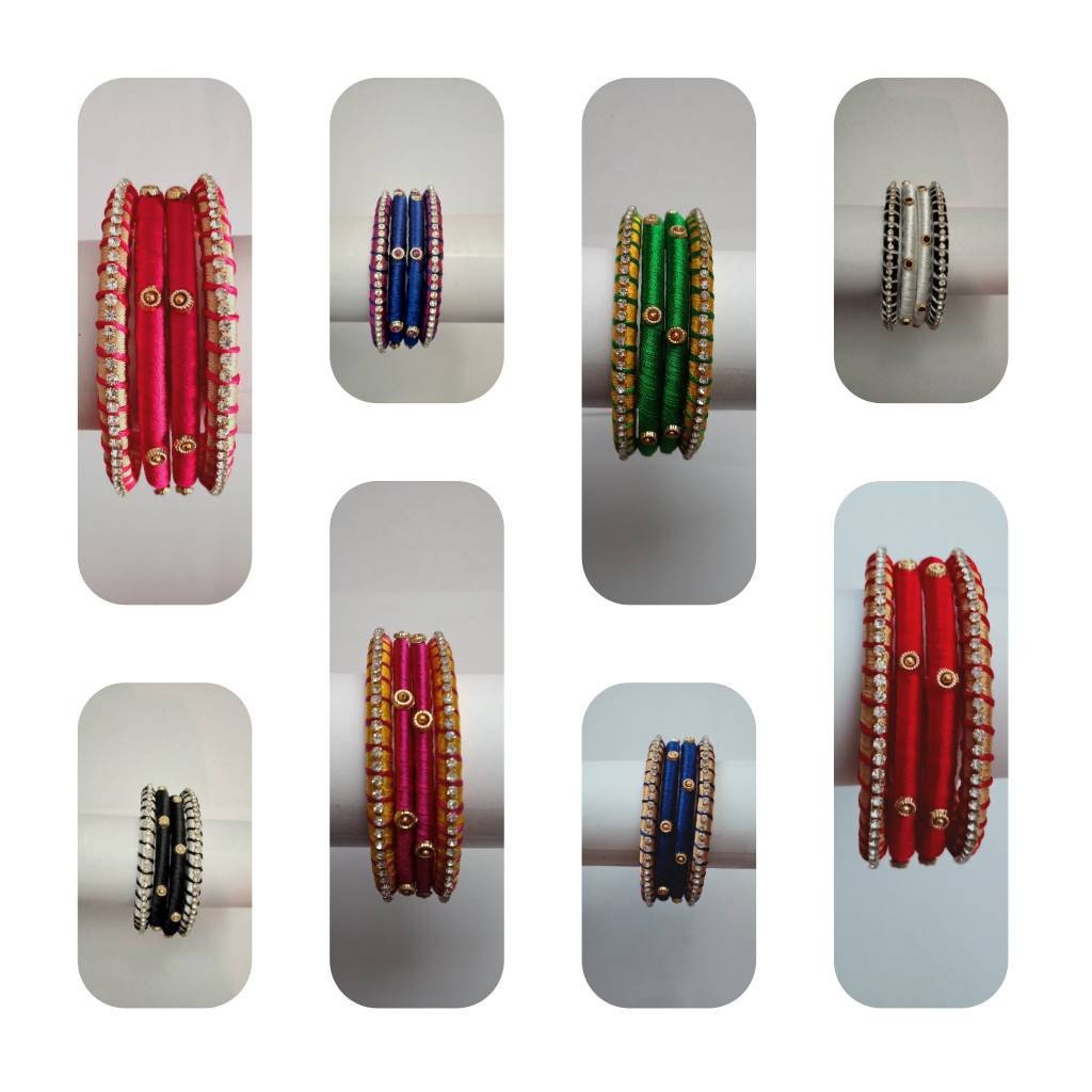 Silk Thread Bangles Sold as Set of 4 - Etsy