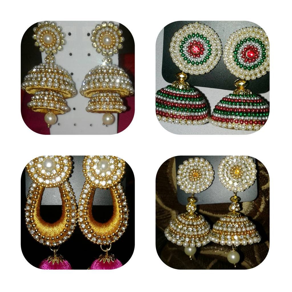 Silk Thread Designer Earrings - Etsy