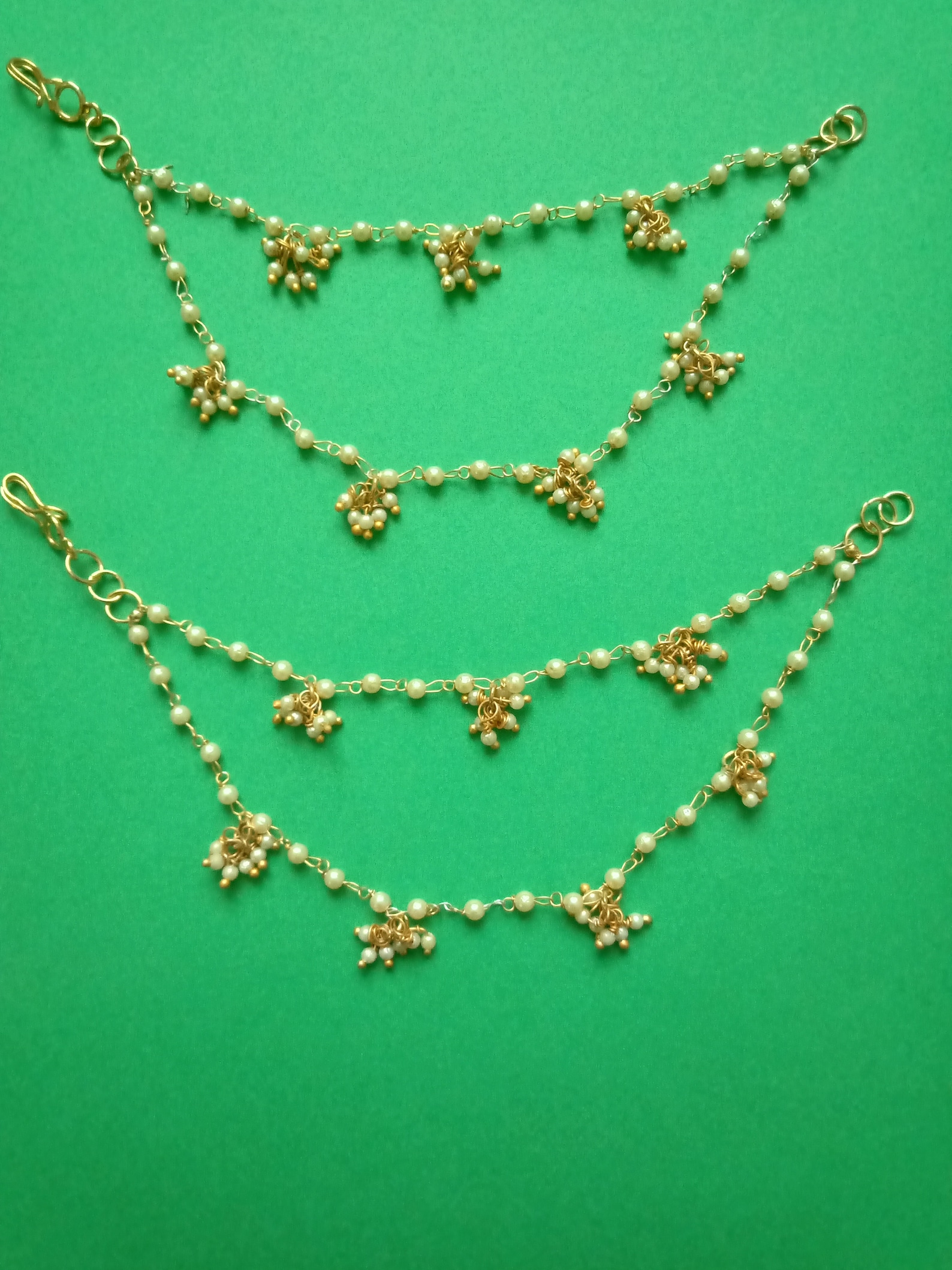 Pearl Ear Chain/two Layer Pearl Champaswaralu/ethnic Wear/traditional ...