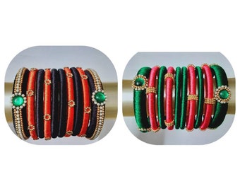 Silk Thread Designer Stone Bangles | Etsy