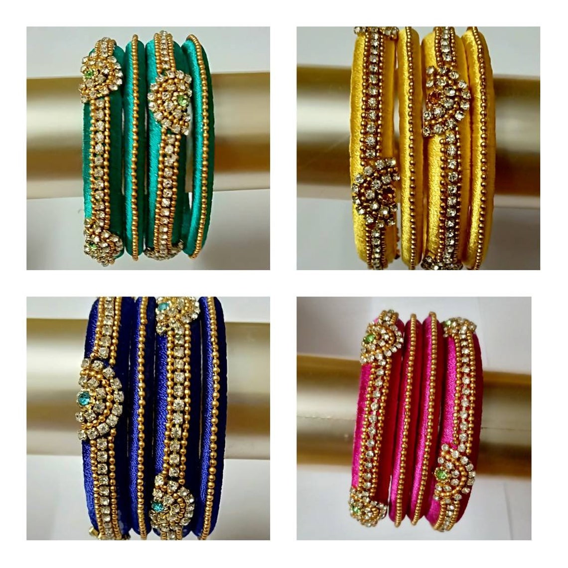 Silk Thread Designer Stone Bangles | Etsy