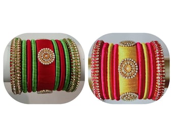 Silk Thread Designer Stone Bangles | Etsy