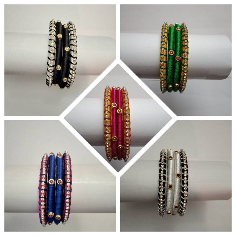 Silk Thread Bangles Sold as Set of 4 - Etsy