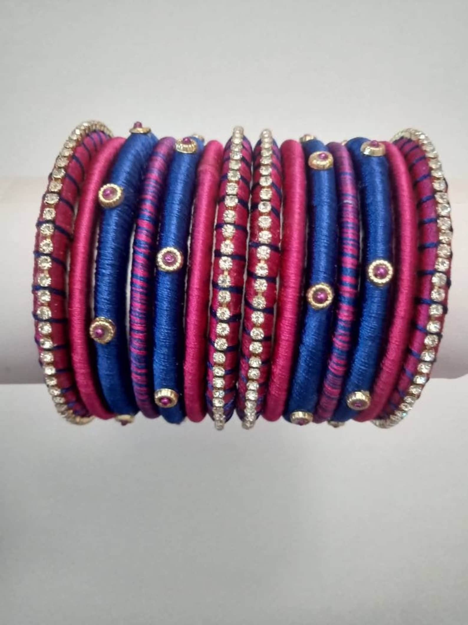 Silk Thread Bangles/designer Bangles/handmade Bracelets/stone Bangles ...