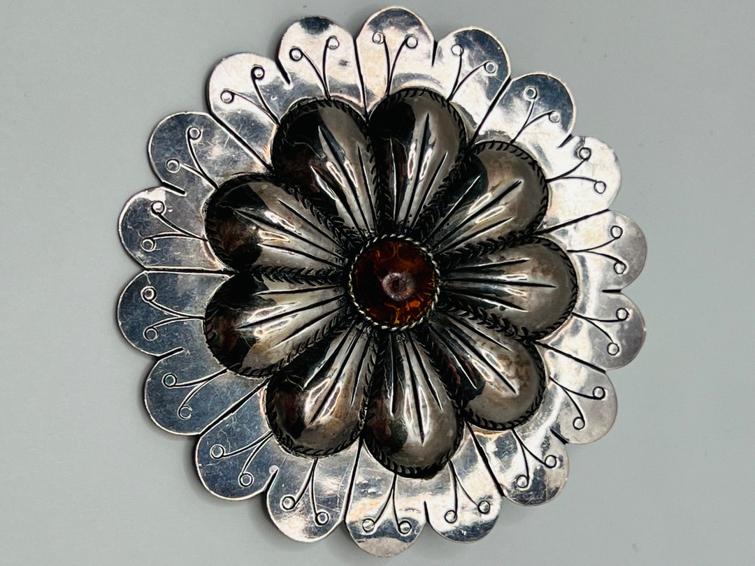 Vintage Sterling Silver Large Concho Pin - Etsy