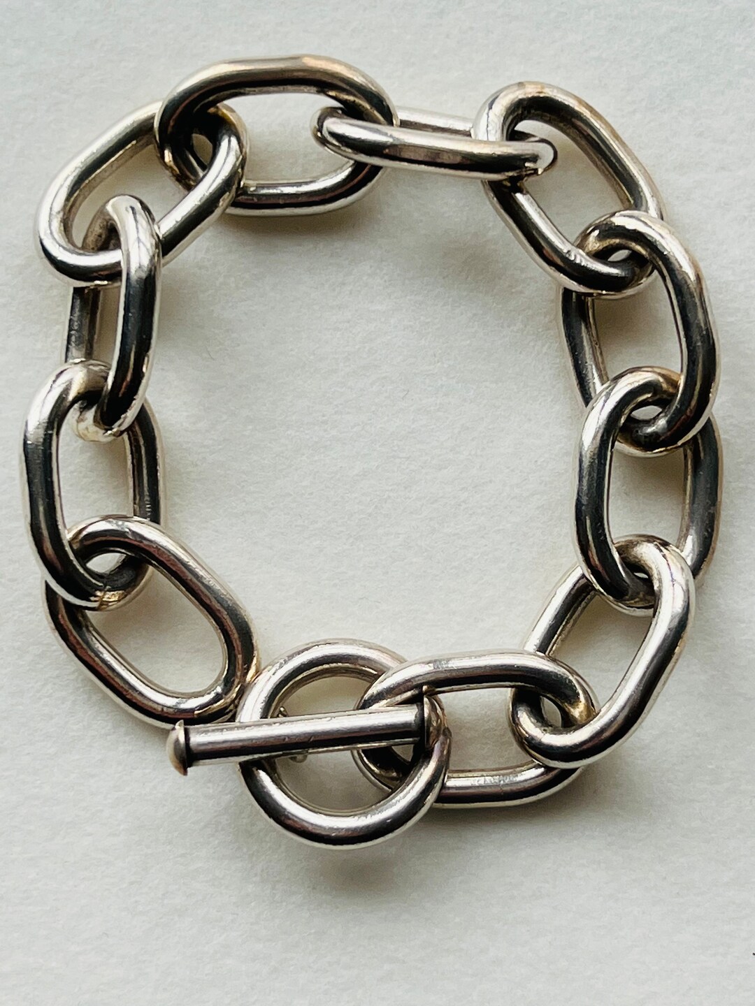 Sterling Silver Link Toggle Chain Bracelet - Etsy