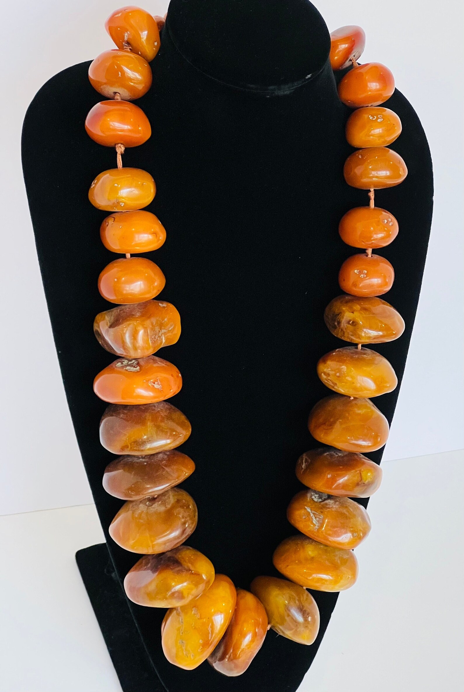 Large Amber Copal Nugget Beaded Necklace - Etsy