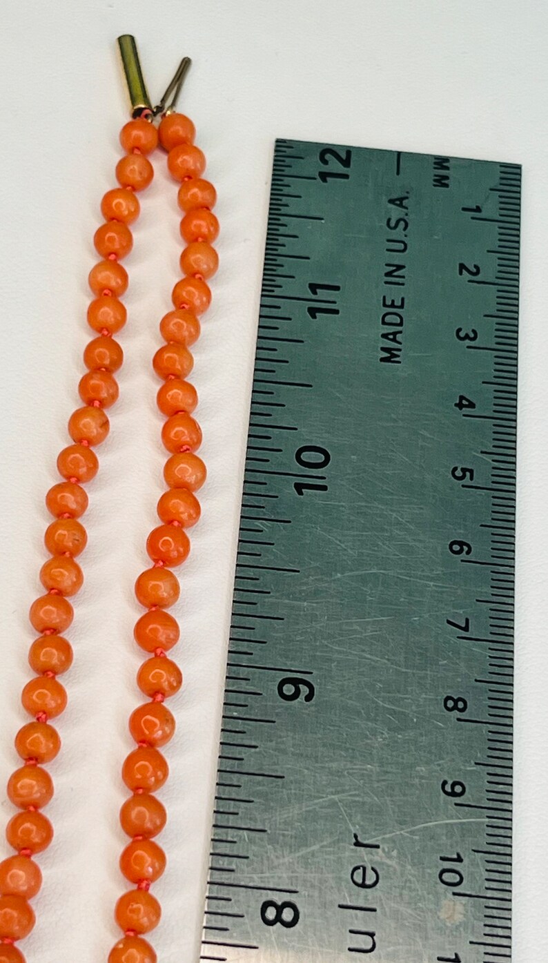 Antique Salmon Red Coral Hand Beaded Necklace - Etsy