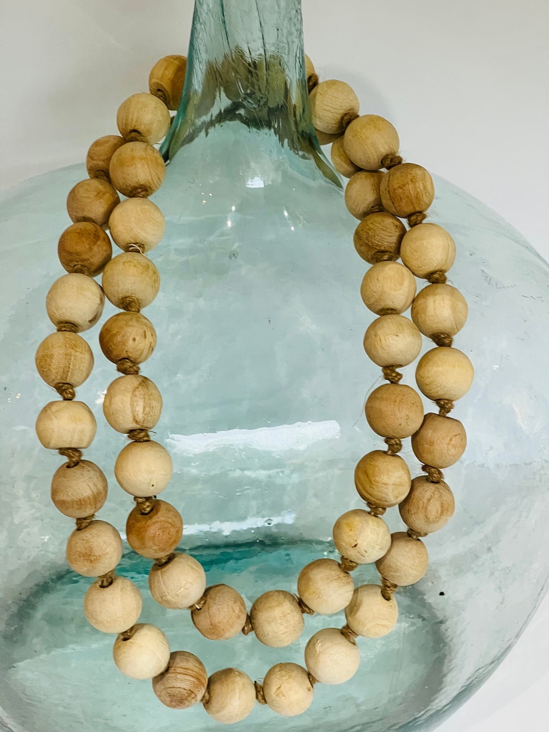 Vintage Large Wood Beaded Necklace - Etsy