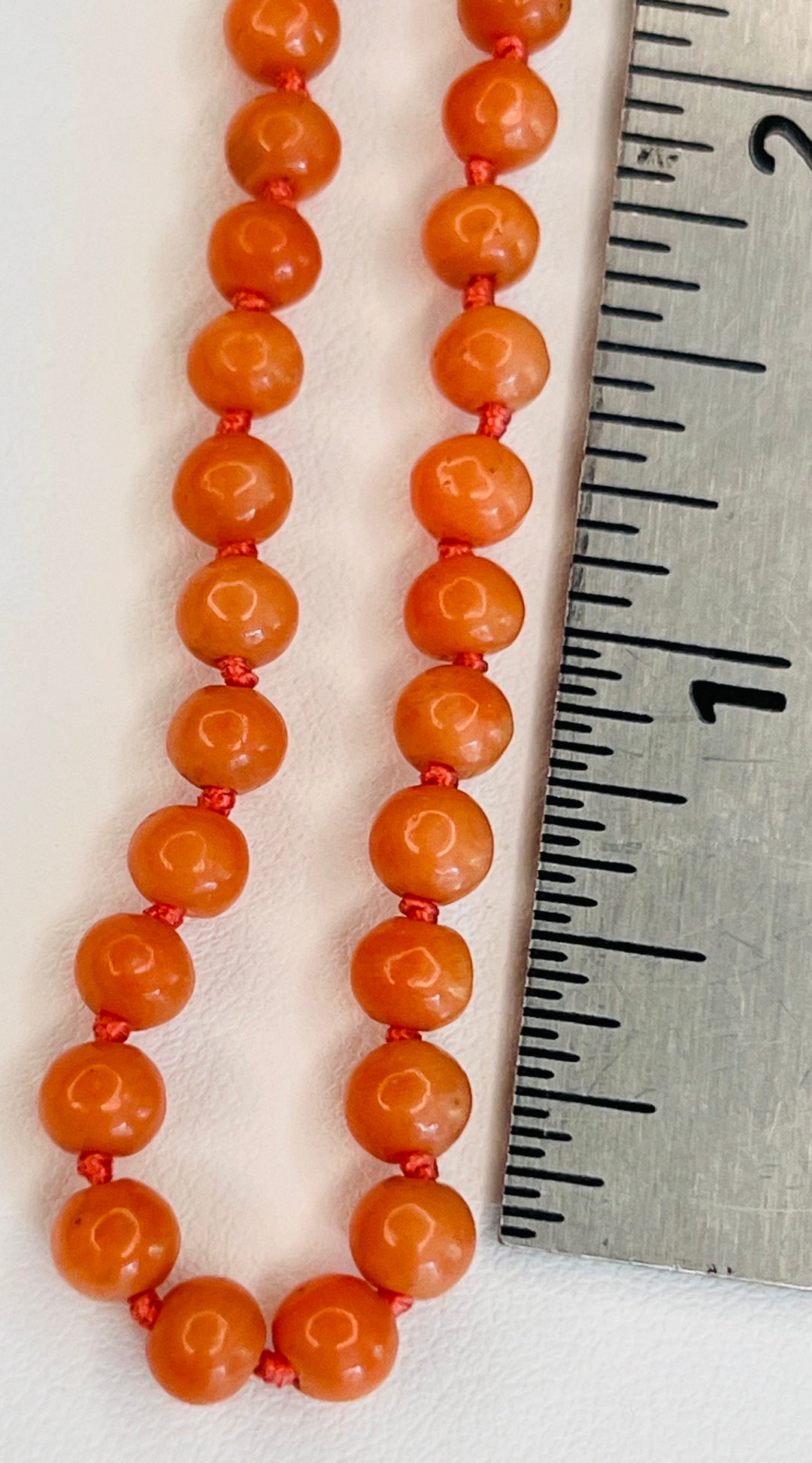 Antique Salmon Red Coral Hand Beaded Necklace - Etsy