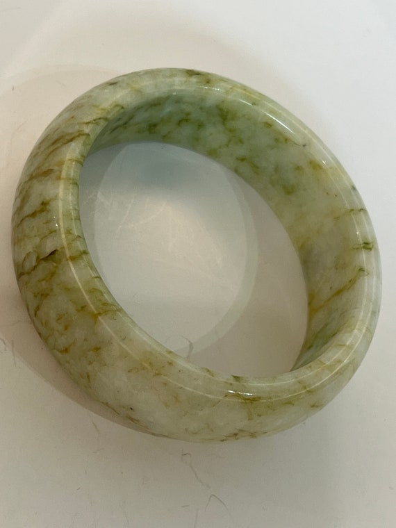 Green Jade Jadeite Gemstone Bangle Bracelets a Pair - Gem