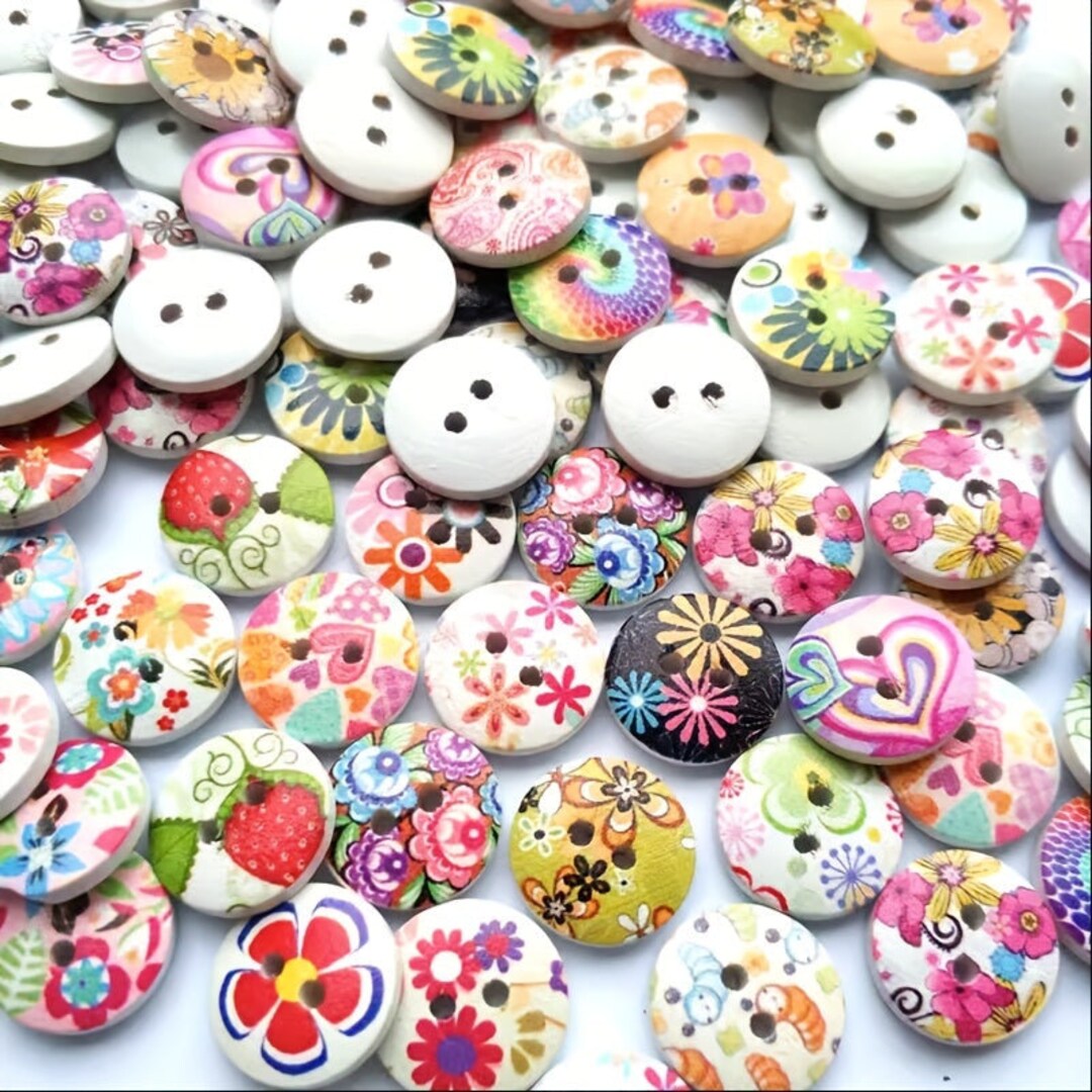 Round Two-eyed Wooden Buttons for DIY Clothes Decoration - Etsy
