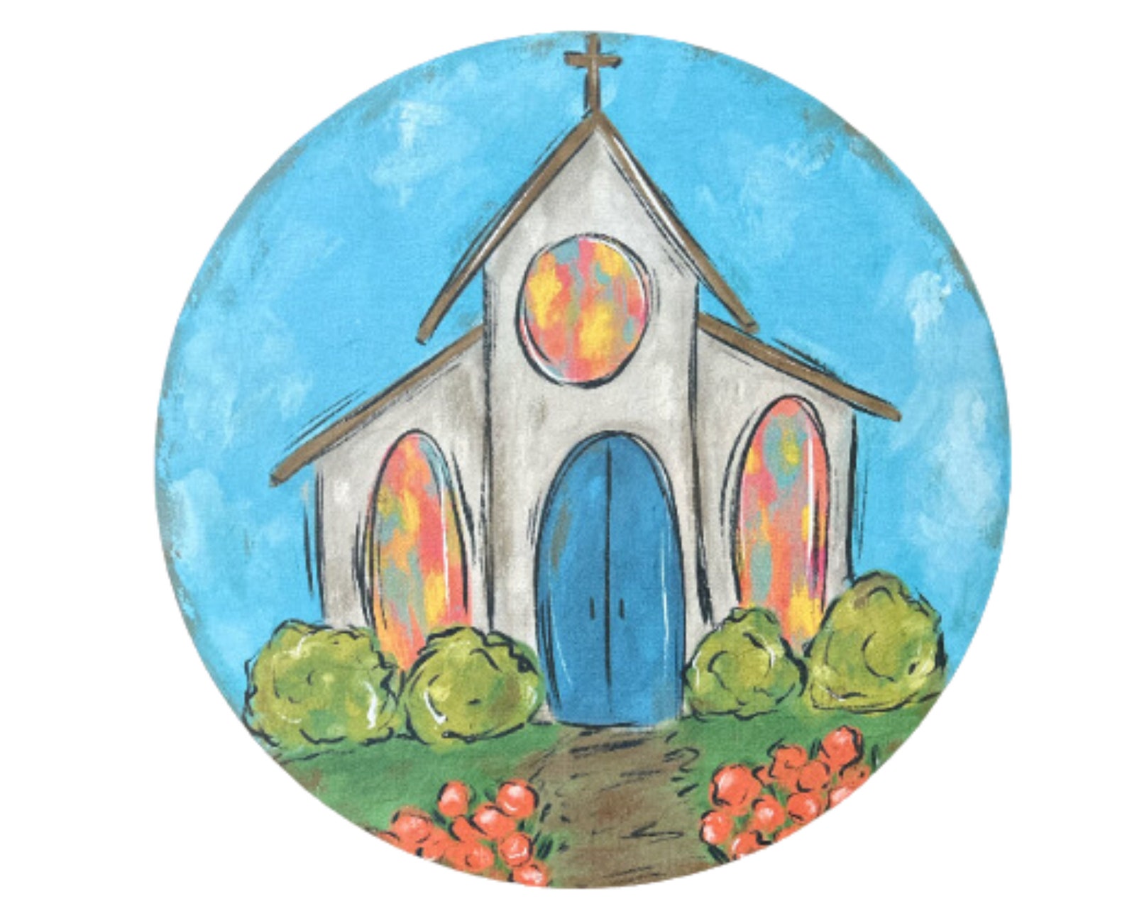 Wood Round Door Hanger, Church Door Decor, Easter Door Hanger, Mother's ...