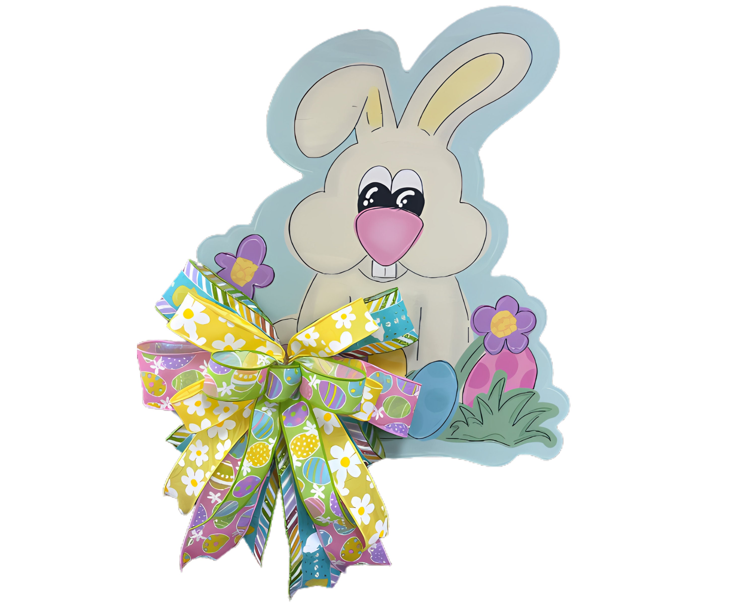 Bunny Door Hanger, Rabbit Front Door Decor, Rustic Easter Decor, Spring ...