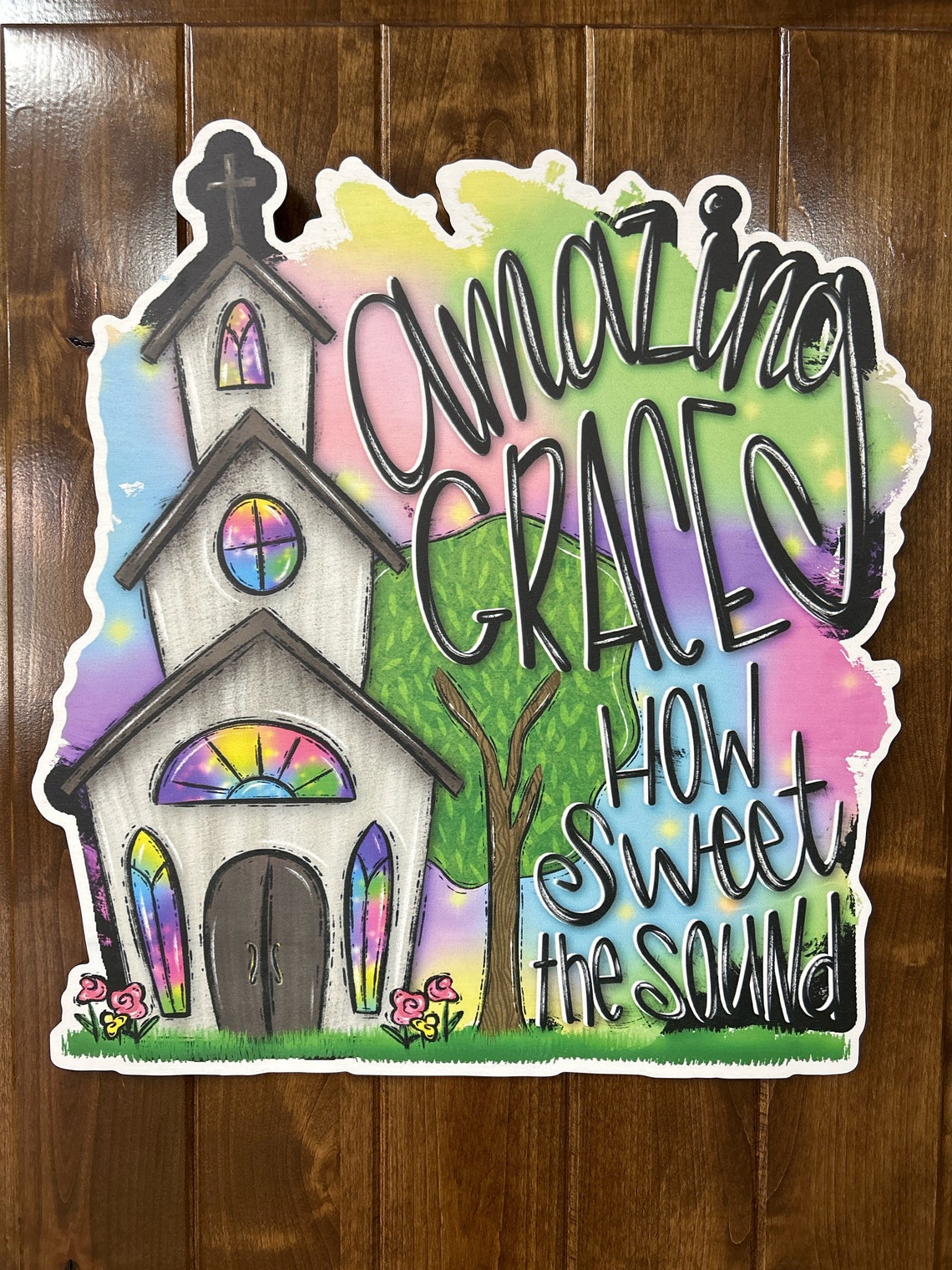 Wood Door Hanger, Amazing Grace Front Door Decor, Church Door Hanger ...