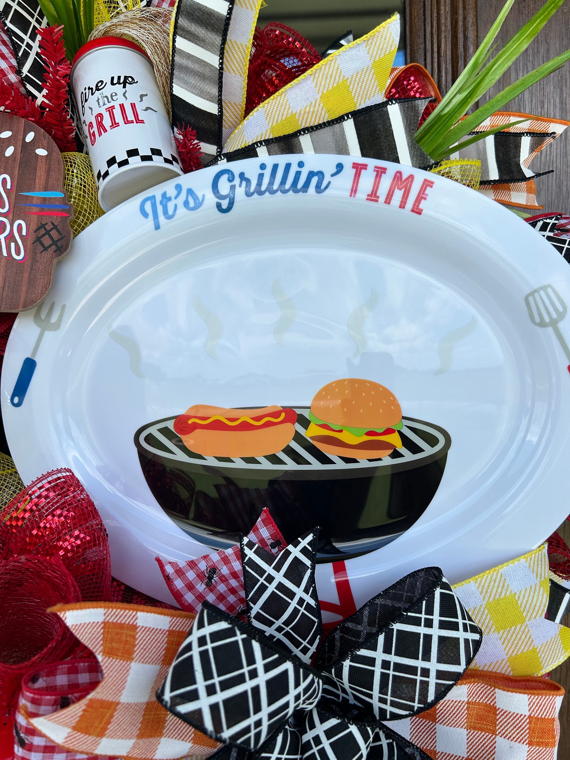 Grillin and Chillin Wreath, BBQ Deco Mesh Wreath, Man Cave Door Decor ...