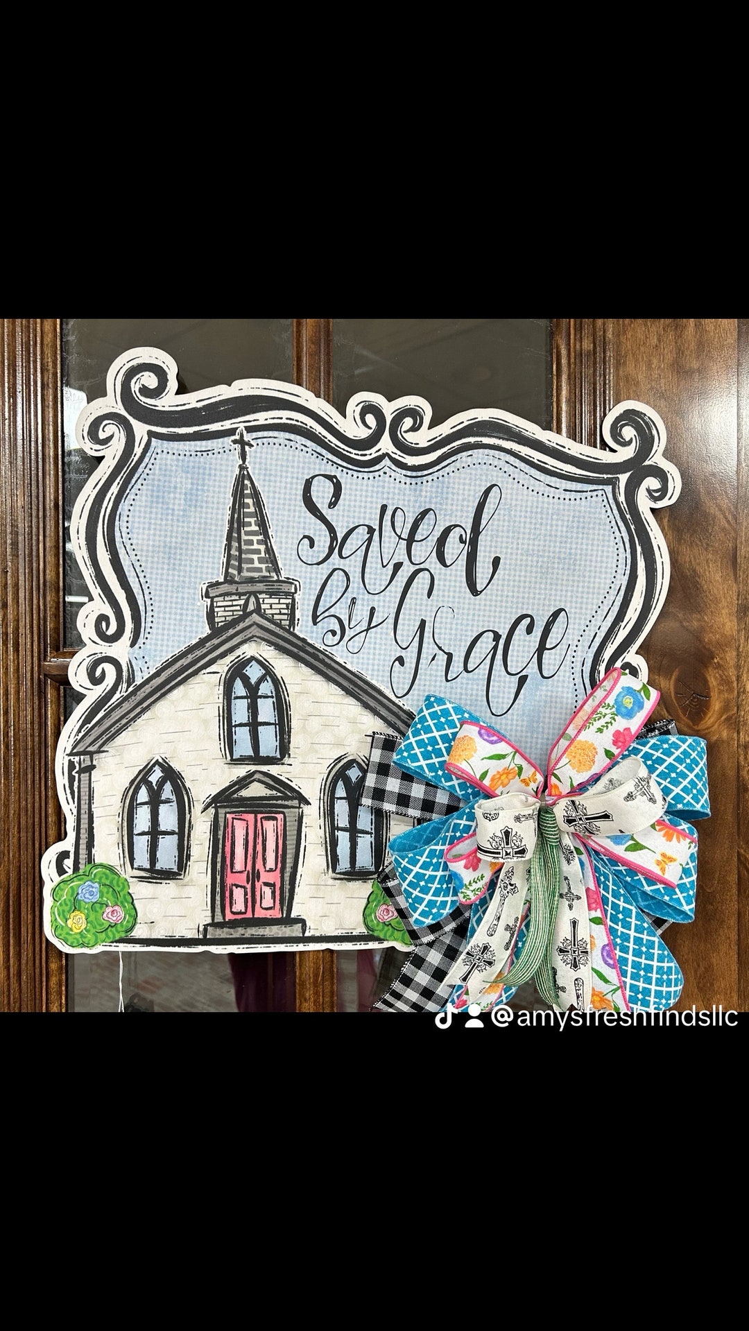 20 Wood Door Hanger/saved by Grace/church/easter/spring/everyday - Etsy