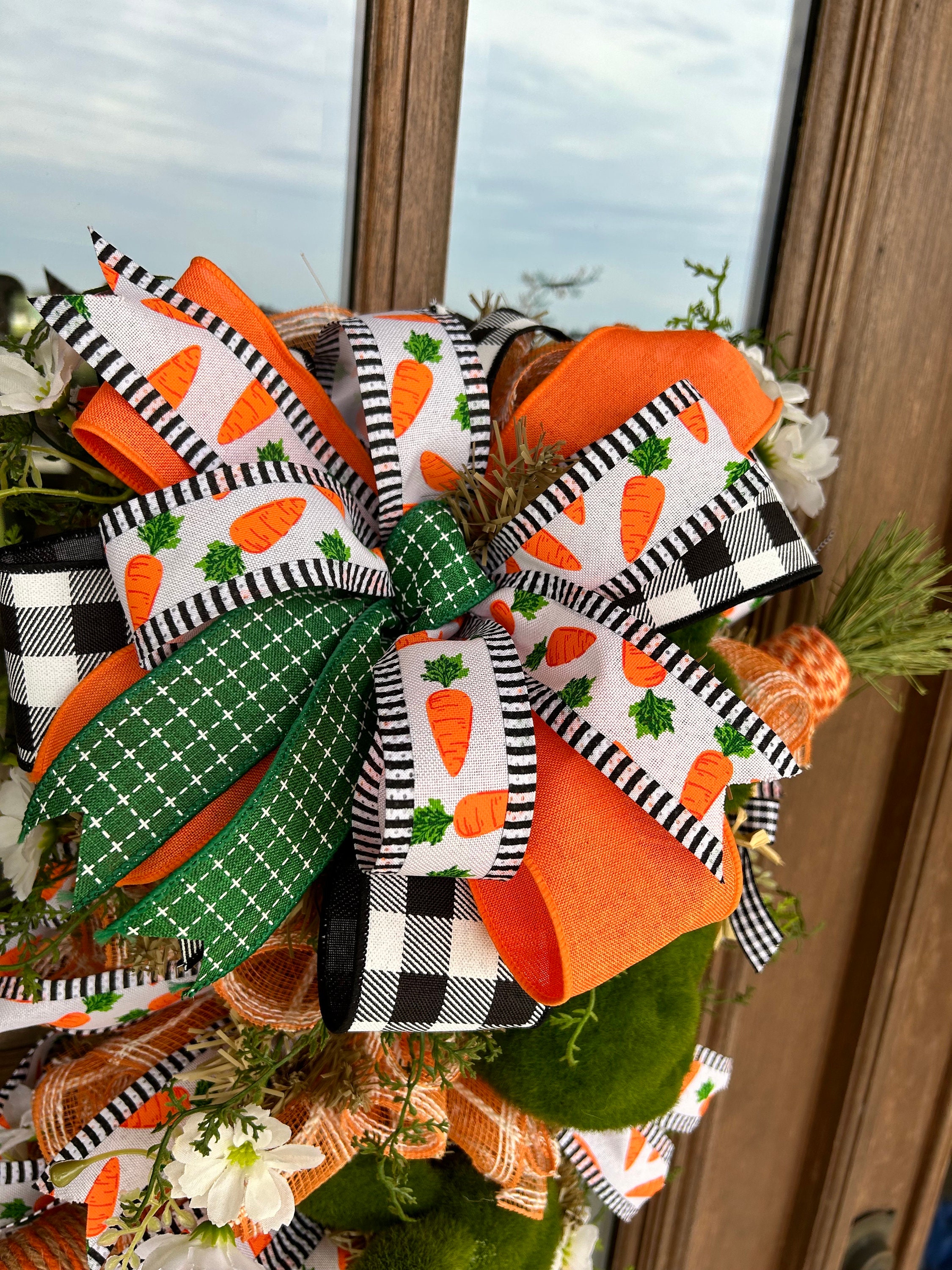 Pine Base Easter Swag, Bunny Front Door Decor, Easter Bunny Wreath ...