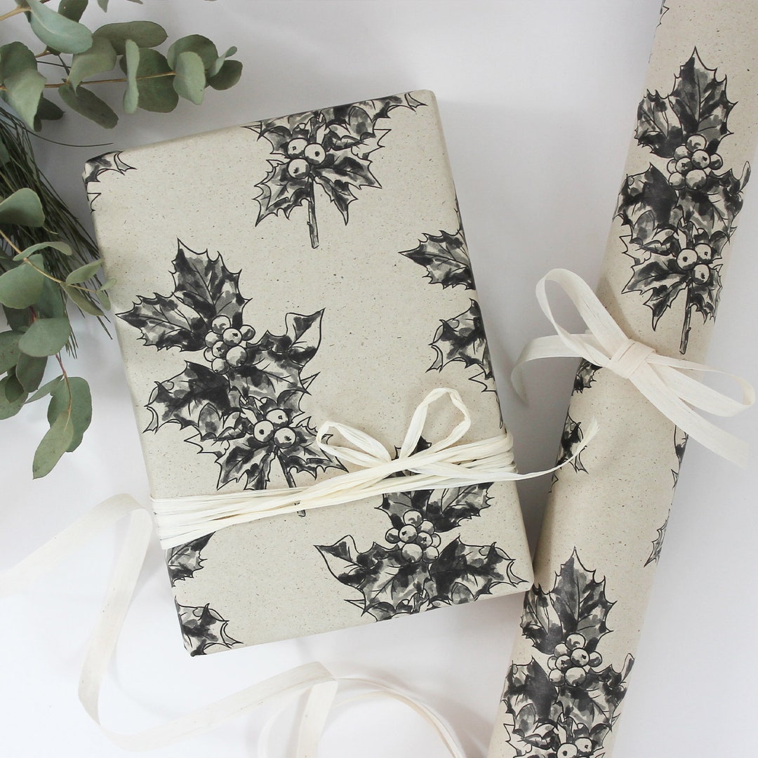 Wrapping Paper Made of Grass Paper Motif: Holly - Etsy