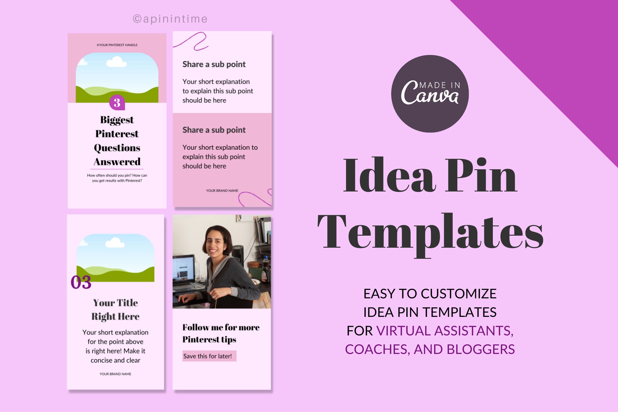 Idea Pin Canva Template Bundle | Customizable Pinterest Idea Pin ...