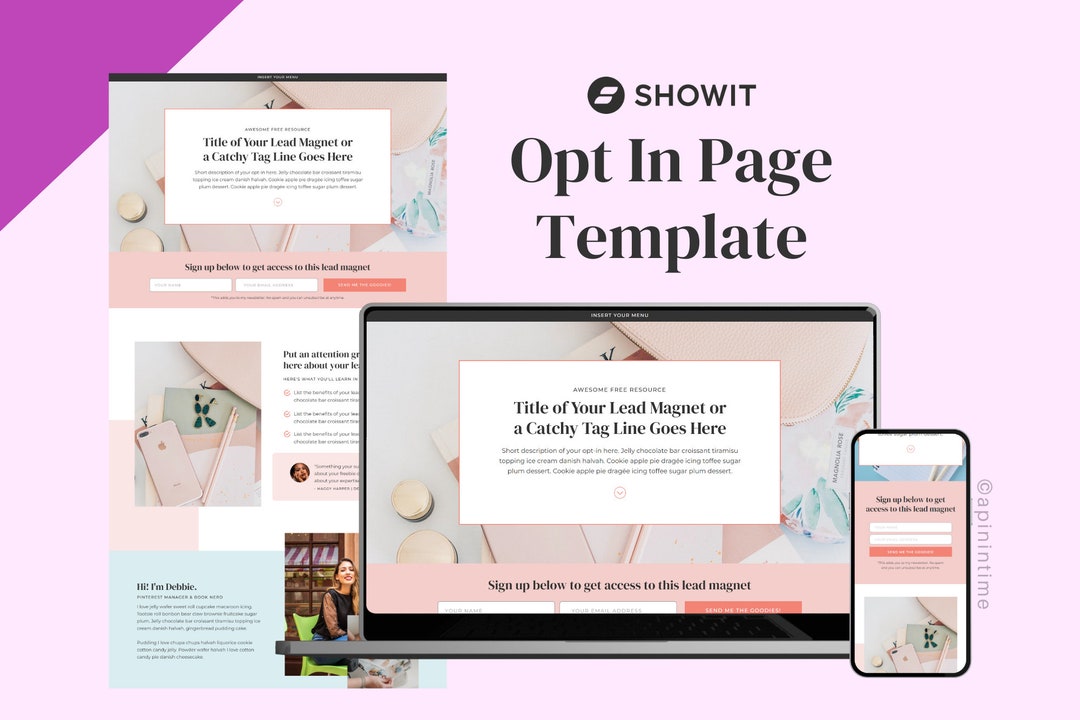 Opt-in Page Showit Template | Lead Magnet Opt-in Page Template for ...