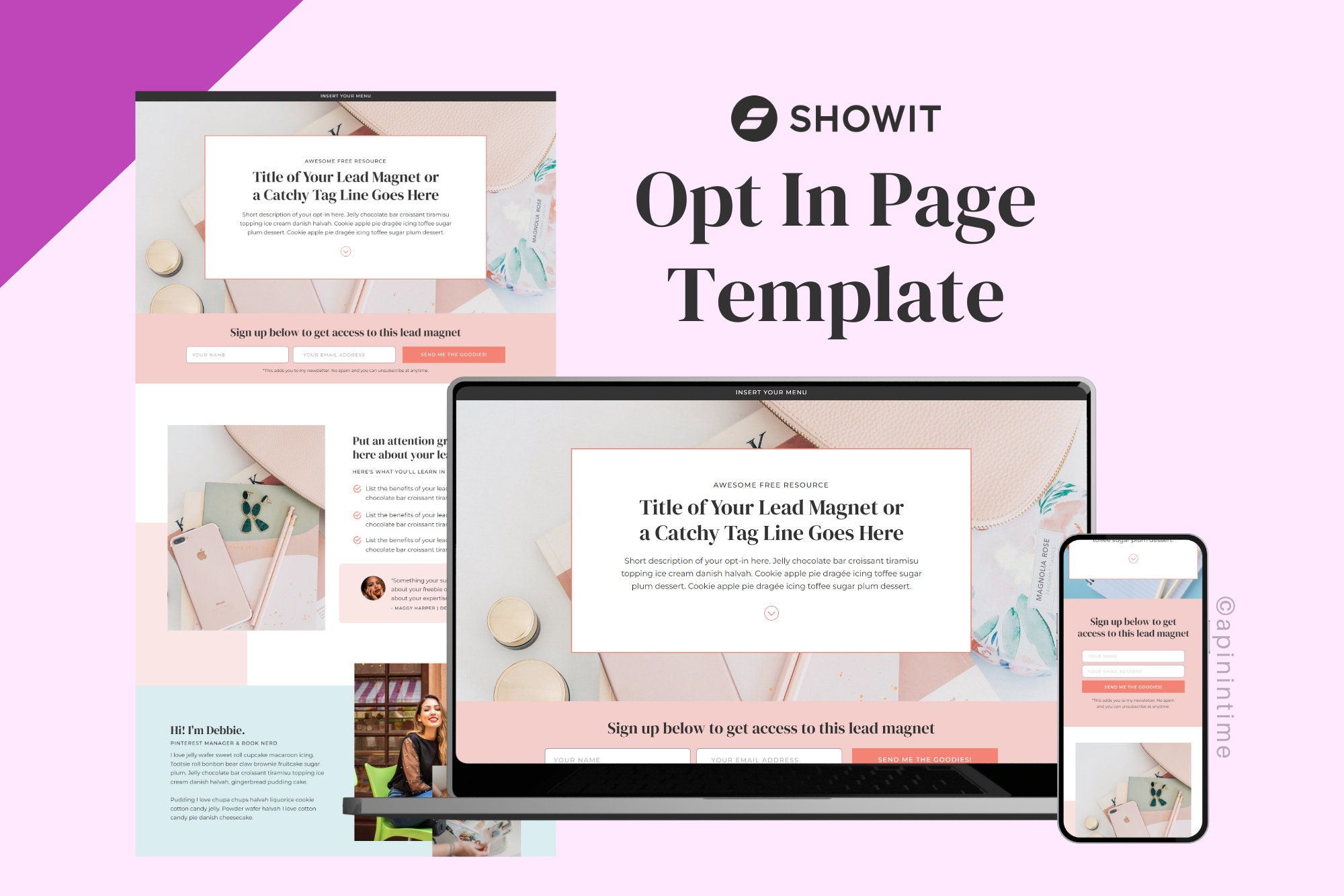 Opt-in Page Showit Template | Lead Magnet Opt-in Page Template for ...