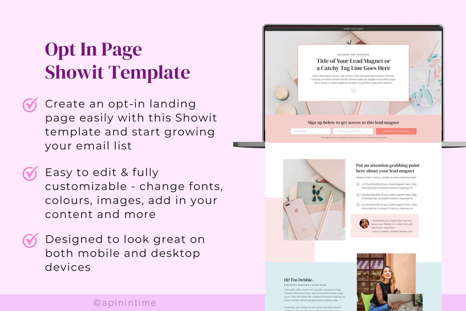 Opt-in Page Showit Template | Lead Magnet Opt-in Page Template for ...