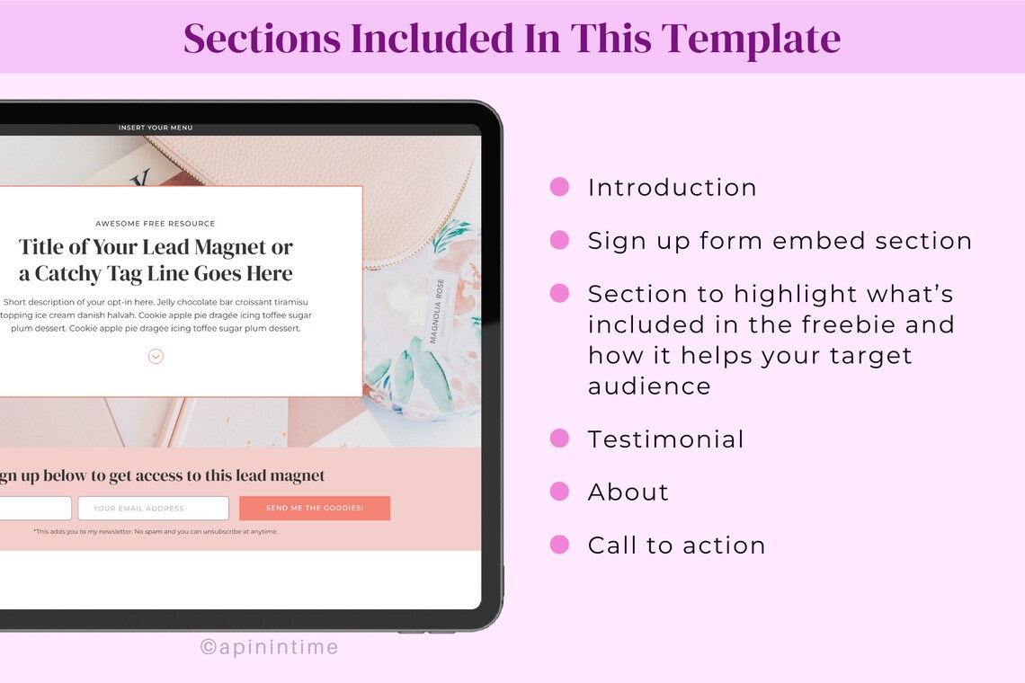 Opt-in Page Showit Template | Lead Magnet Opt-in Page Template for ...