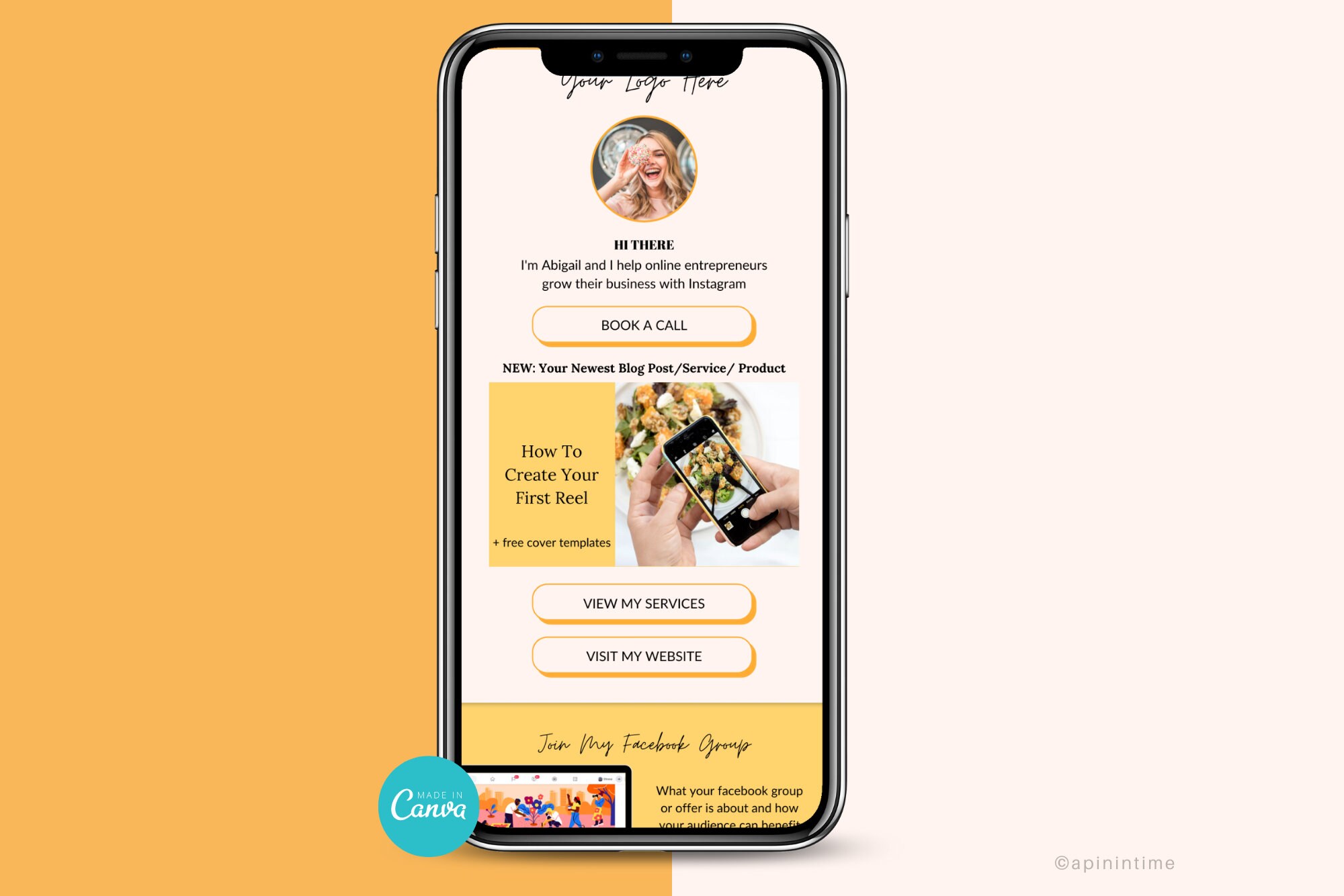 Instagram Landing Page Canva Template Instagram Link in Bio - Etsy