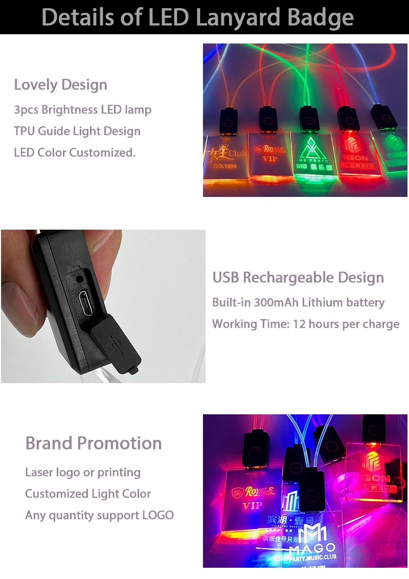 USB Rechargeable Light up ID Badge - Etsy