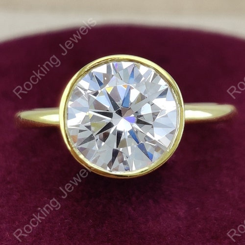 Bezel Set Moissanite Engagement Rings for Women Moissanite - Etsy