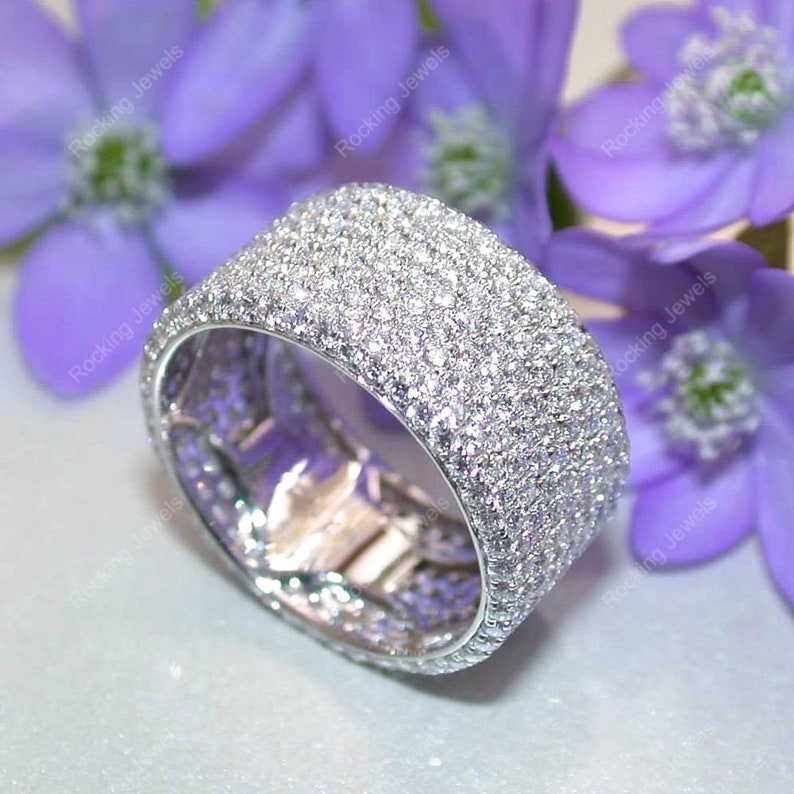Multi Row Moissanite Diamond Eternity Band Micro Pave Set - Etsy