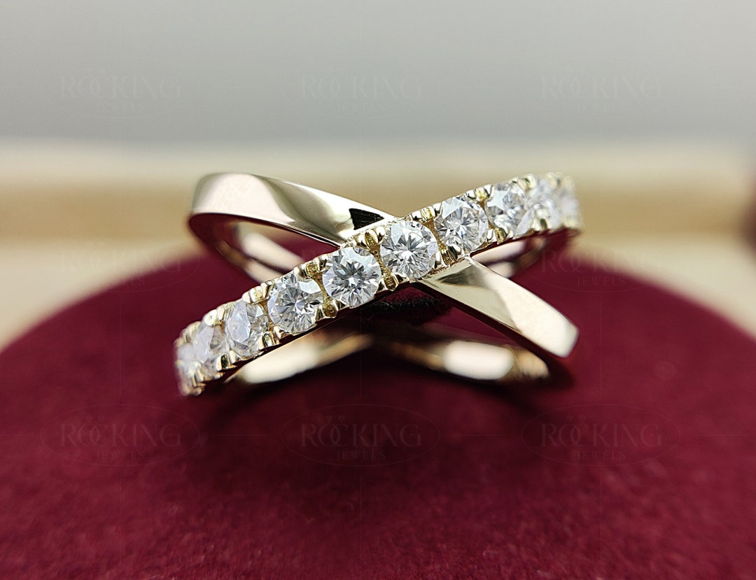 Criss Cross Moissanite Diamond Ring, Crossover Ring, Criss Cross ...