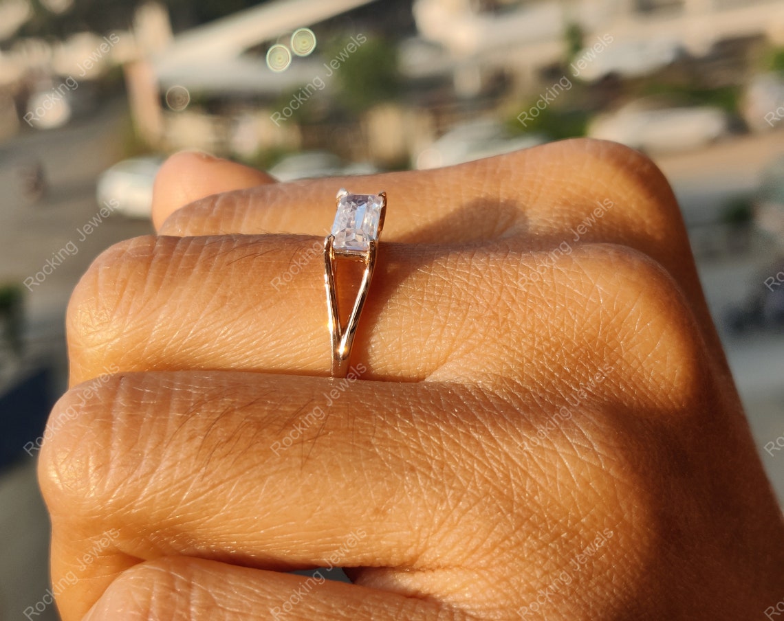 East West Baguette Rings for Women Unique East West - Etsy