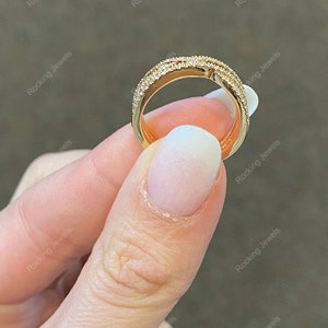 Criss Cross Ring, X Ring, Cross Wedding Band, Gold Plated Silver Band ...