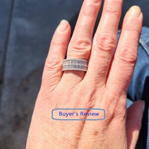 Moissanite Wide Half Eternity Band, Round Moissanite Anniversary Bands ...