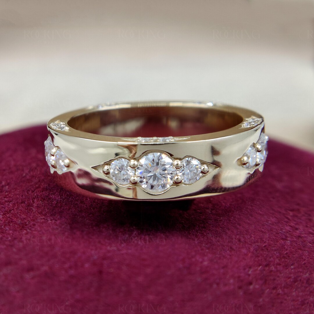 6mm Wide Vintage Lacie Wedding Bands for Women, 10K/14K Solid Gold ...