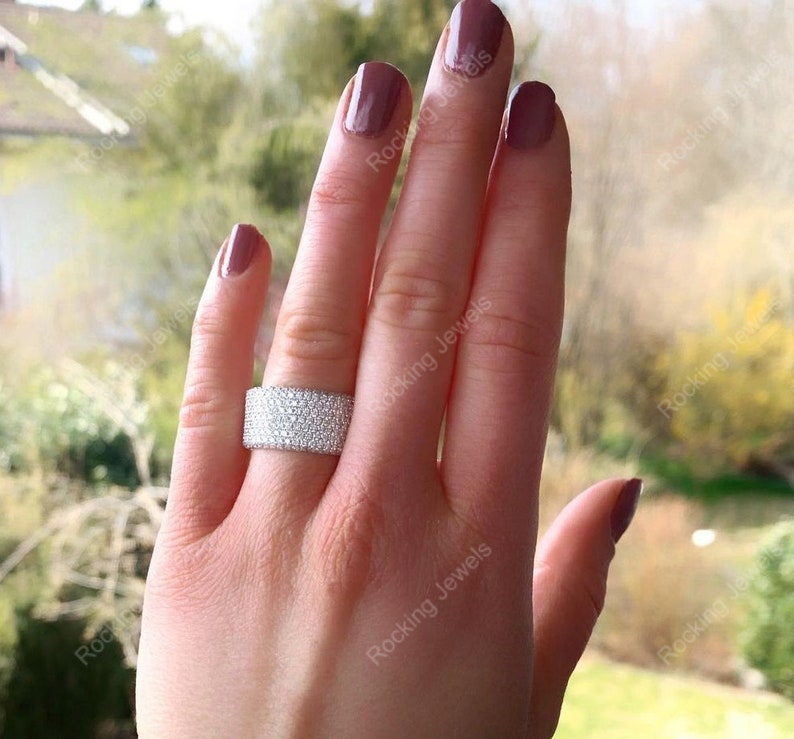 Multi Row Moissanite Diamond Eternity Band Micro Pave Set - Etsy