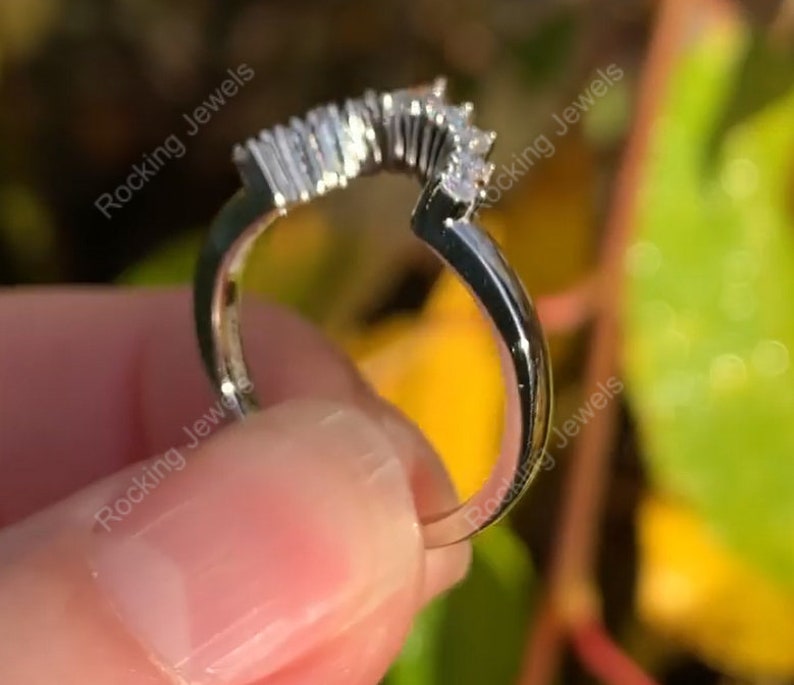 Contour Wedding Band Curved Wedding Bands Women Chevron - Etsy