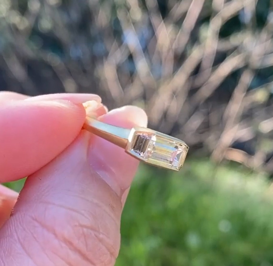 East West Baguette Ring Horizontal Baguette Ring Matte - Etsy