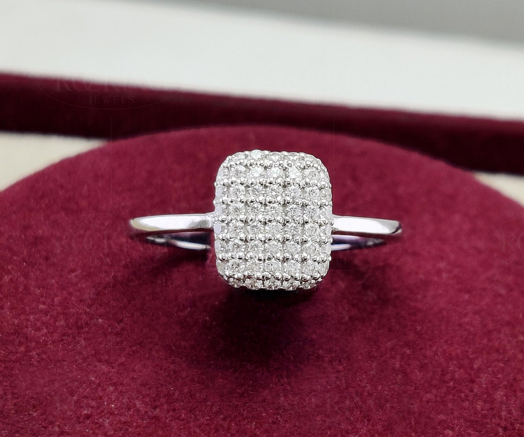 Simulated Diamond Cluster Engagement Ring for Women, Pave Multi Stone ...