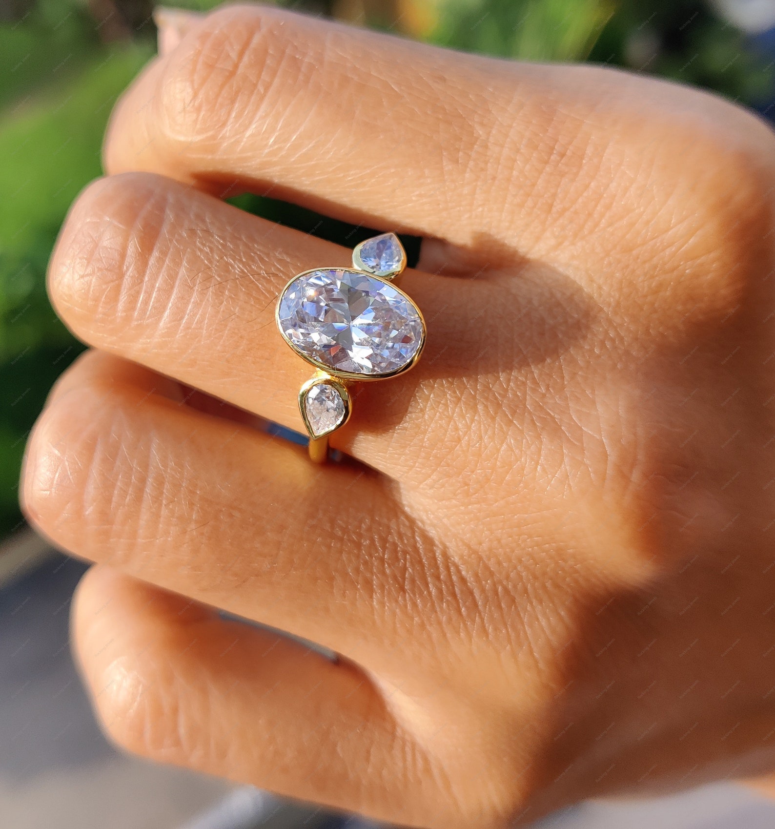 Oval Moissanite Ring Bezel Set Moissanite Engagement Ring - Etsy