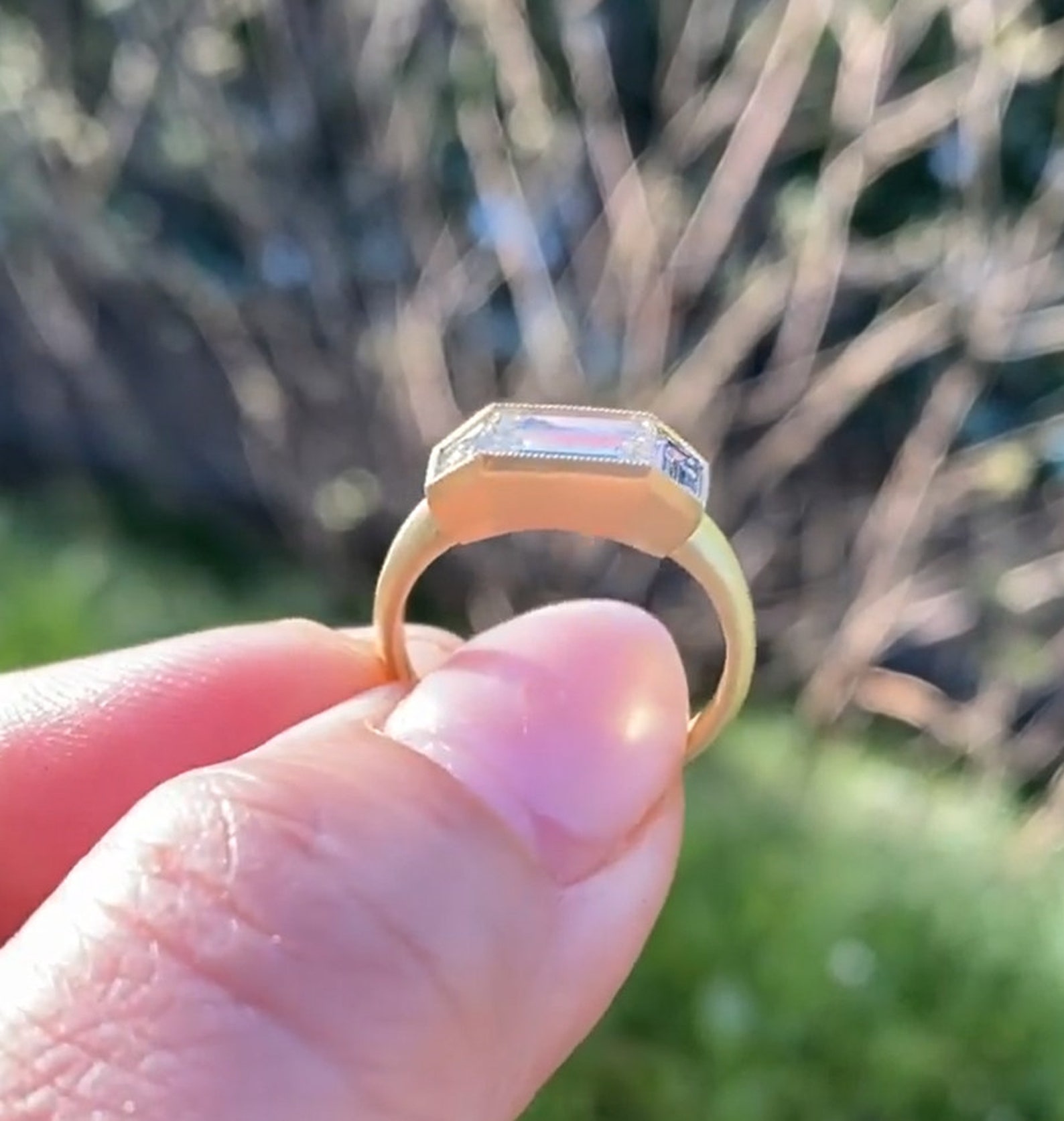 East West Baguette Ring Horizontal Baguette Ring Matte - Etsy