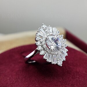 Gatsby Engagement Ring, Gatsby Style Starburst Ring, Art Deco Double ...