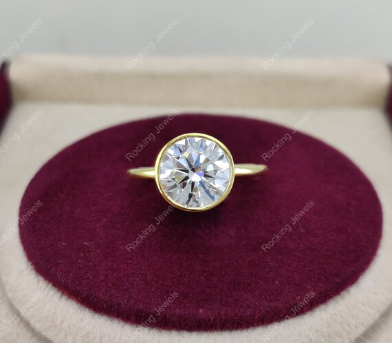 Bezel Set Moissanite Engagement Rings for Women Moissanite - Etsy