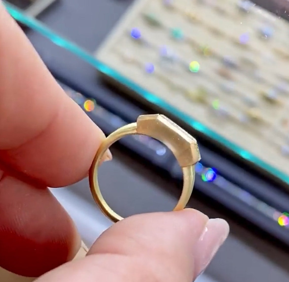 East West Baguette Ring Horizontal Baguette Ring Matte - Etsy