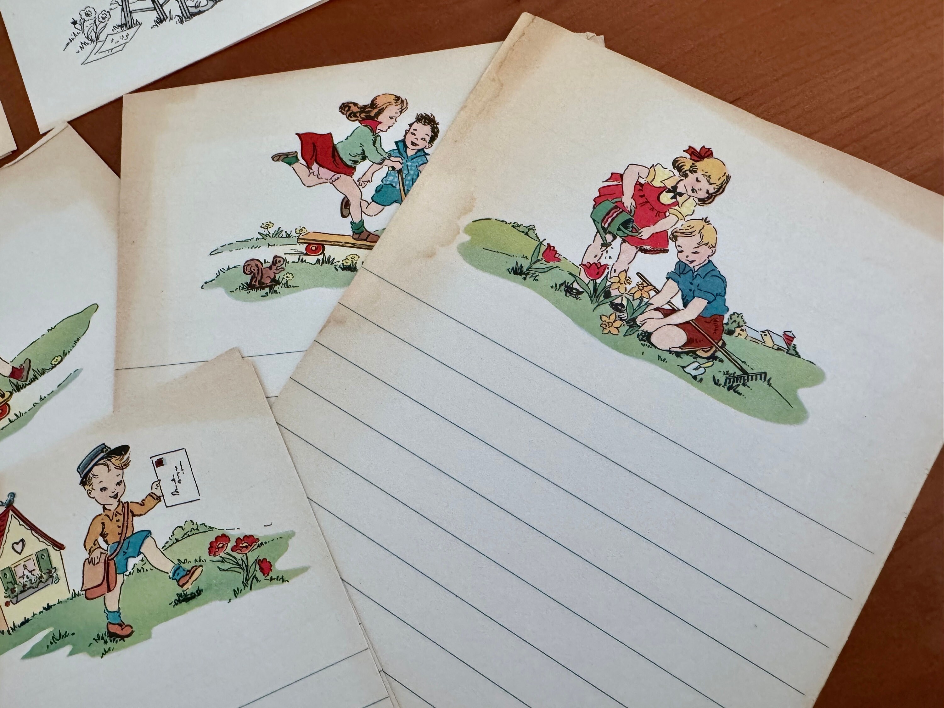 Vintage TINY FOLKS Mail Stationery Set for Children 1950s-60s DUCKS ...